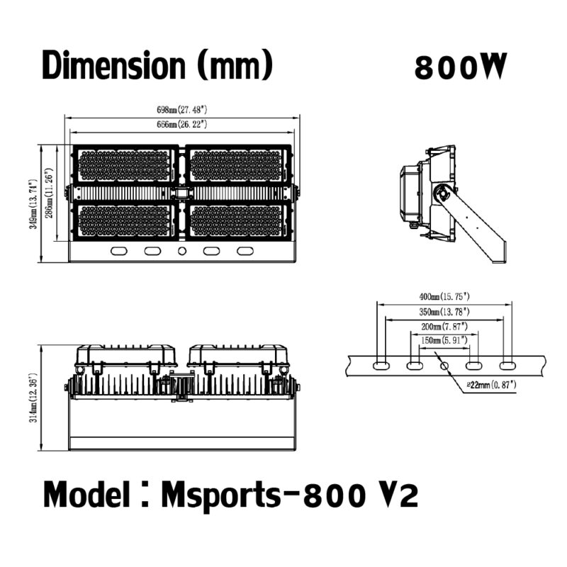 สปอร์ตไลท์ LED 800-1200W modularthai.com